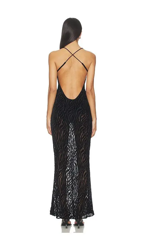 GUIZIO Burnout Velvet Maxi Dress