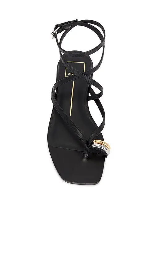 Dolce Vita Strappy Square Toe Sandal With Ankle Buckle - Black