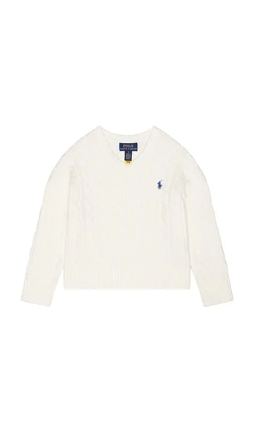 Polo Ralph Lauren Long Sleeve Cable Knit V-neck Sweater - Deckwash White