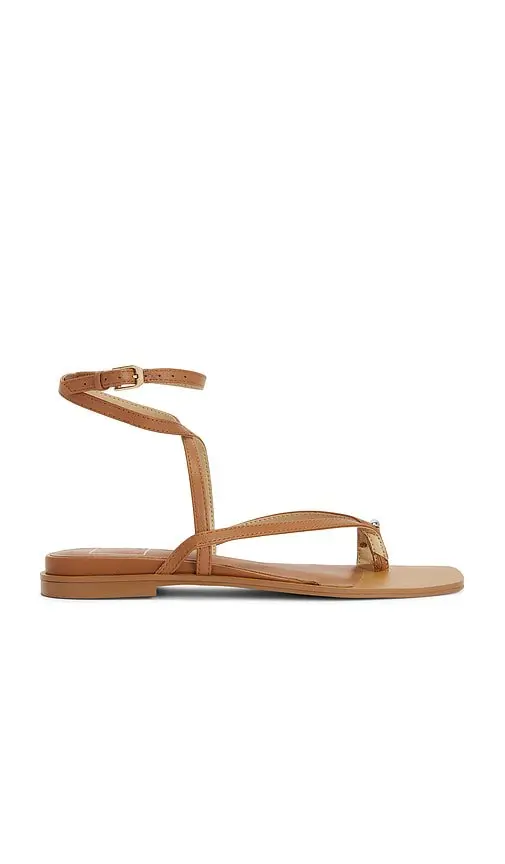 Dolce Vita Strappy Flat Sandals With Metal Toe Ring Detail - Espresso