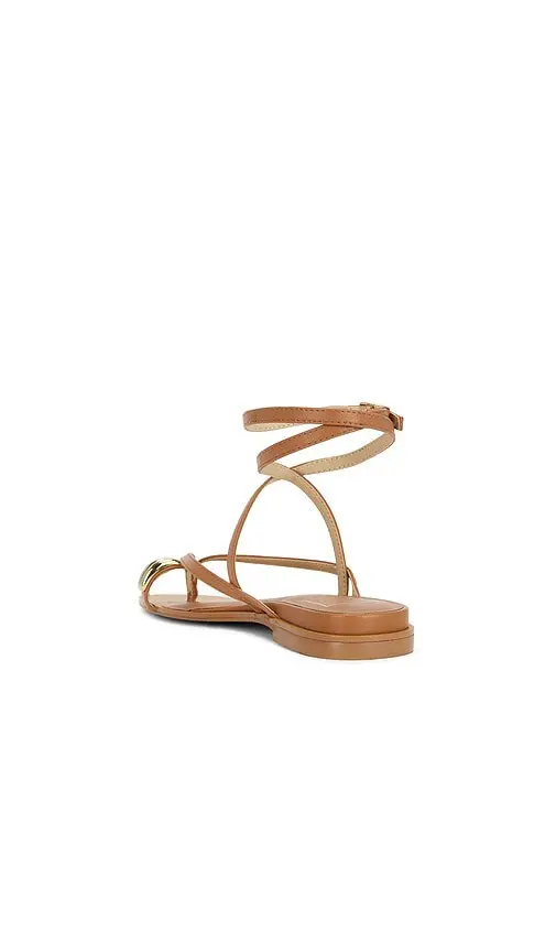 Dolce Vita Strappy Flat Sandals With Metal Toe Ring Detail - Espresso