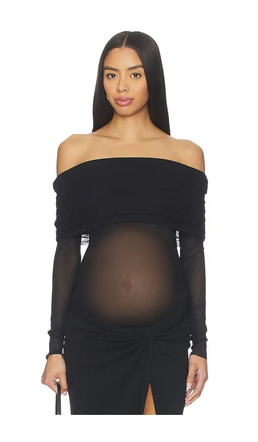 BUMPSUIT Off The Shoulder Soft Mesh Top - Black