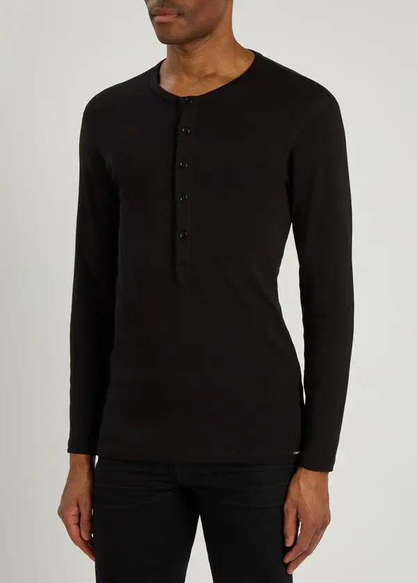 TOM FORD Henley Stretch-cotton Top