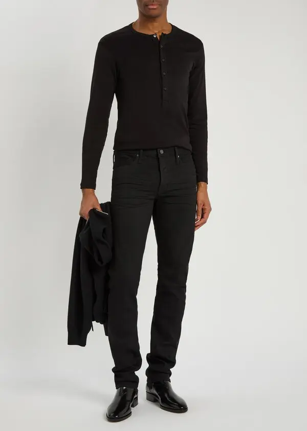 TOM FORD Henley Stretch-cotton Top