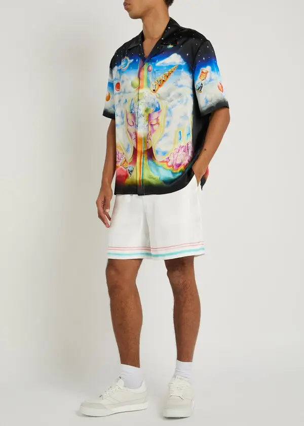 Casablanca Dance Joy Printed Silk Shorts