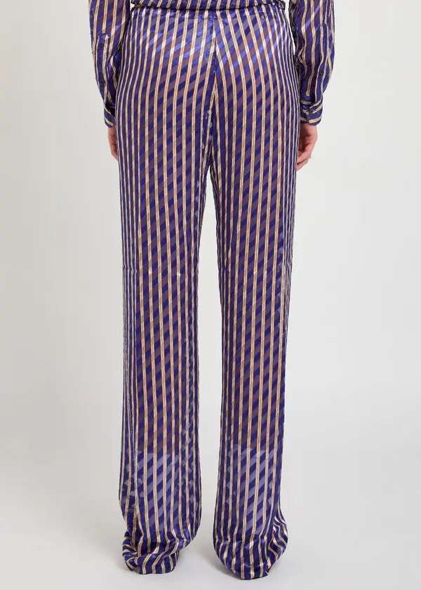 Dries Van Noten Striped Straight-leg Devoré Trousers - Purple