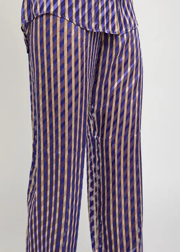 Dries Van Noten Striped Straight-leg Devoré Trousers - Purple