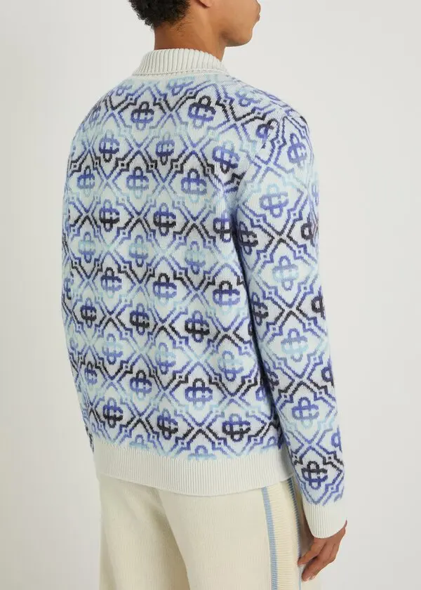 Casablanca Monogram Wool-blend Cardigan - Multicoloured 1