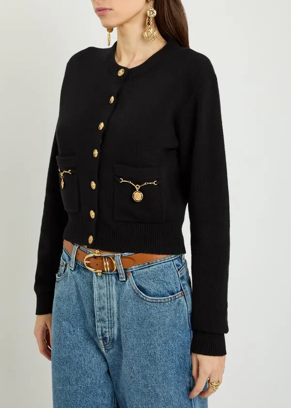 Chloé Embellished-pocket Wool And Cashmere-blend Cardigan