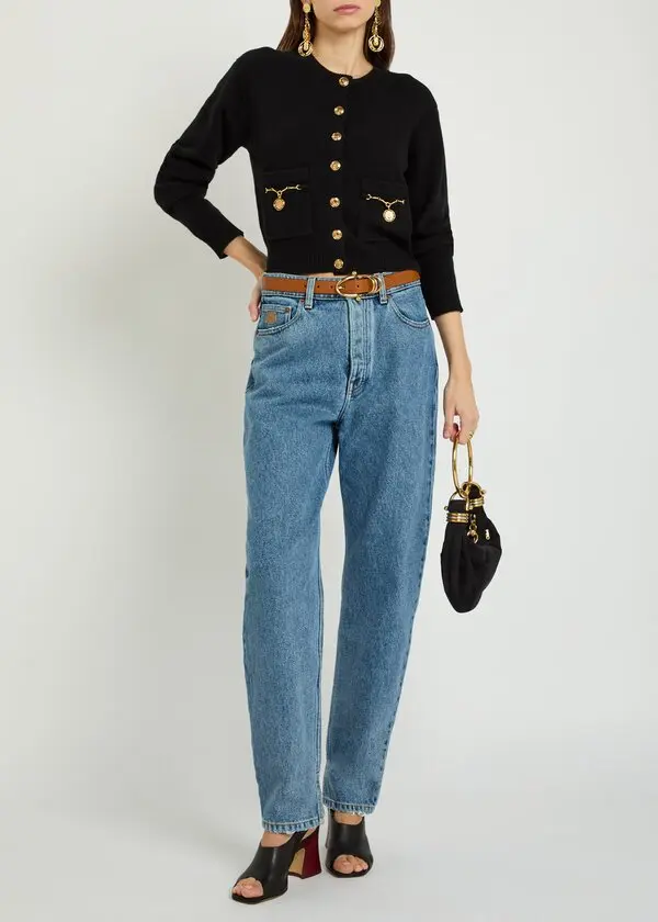 Chloé Embellished-pocket Wool And Cashmere-blend Cardigan