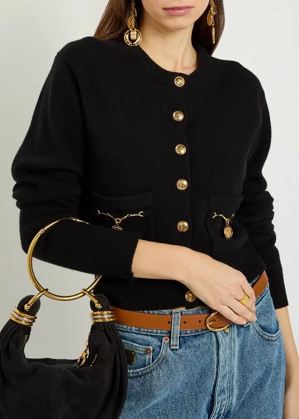 Chloé Embellished-pocket Wool And Cashmere-blend Cardigan