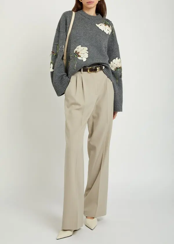 Simkhai Dawna Floral-embellished Wool-blend Jumper