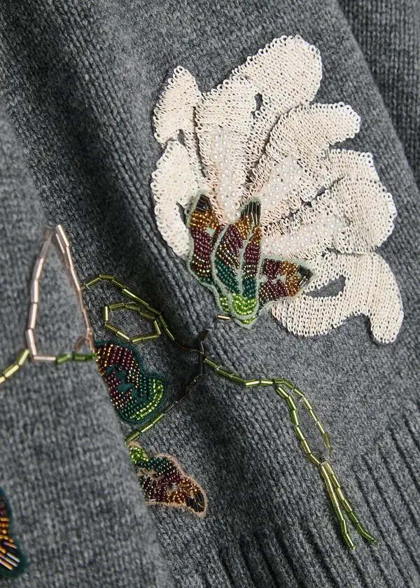 Simkhai Dawna Floral-embellished Wool-blend Jumper