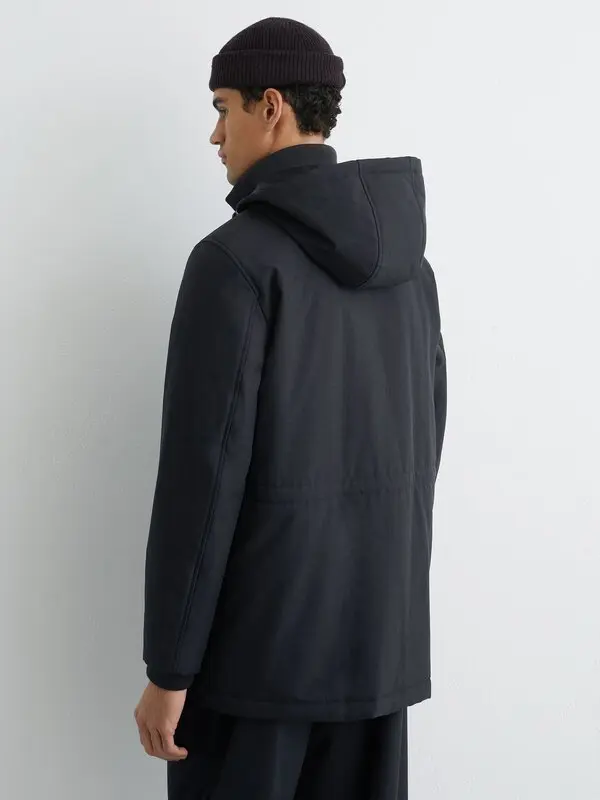 REISS Hooded Zip-through Padded Coat - Navy