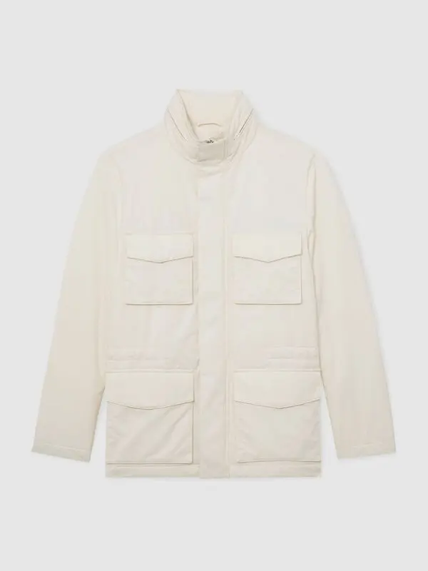 REISS Cotton-blend Padded Four-pocket Jacket - Stone