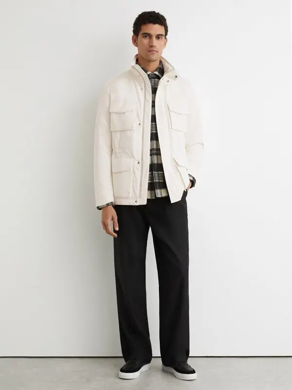 REISS Cotton-blend Padded Four-pocket Jacket - Stone