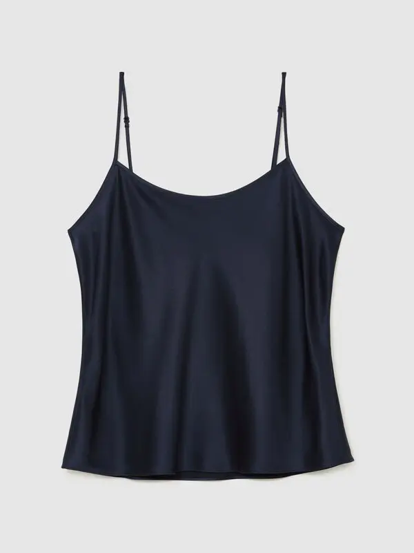 REISS Corey Silk Cami Top - Navy