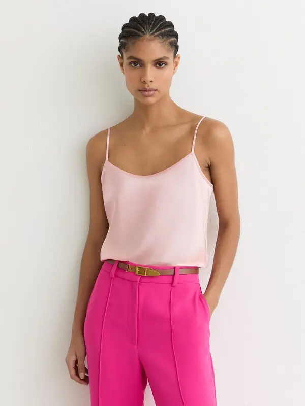 REISS Corey Silk Cami Top - Pink