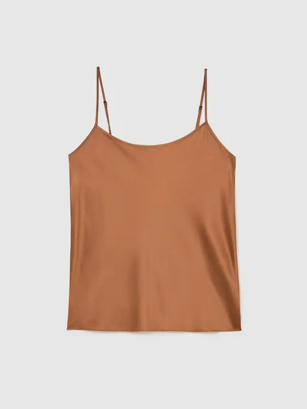 REISS Corey Silk Cami Top - Rust Orange
