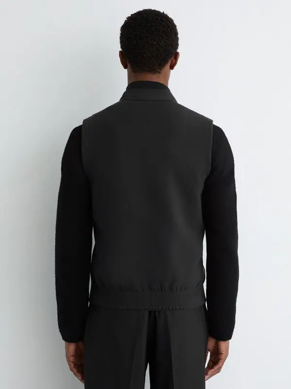 REISS Quilt And Knit Zip-through Gilet - Black