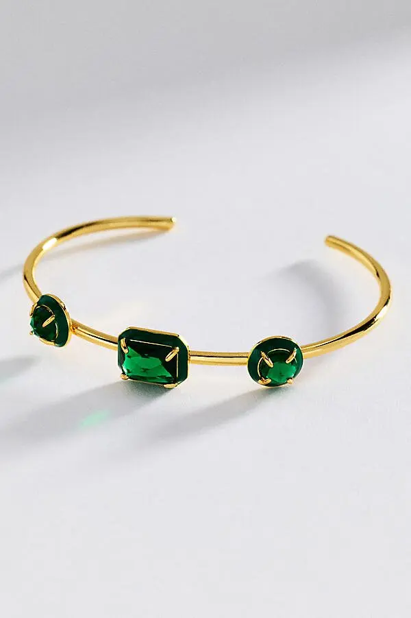 Anthropologie Gemstone Cuff Bracelet - Green