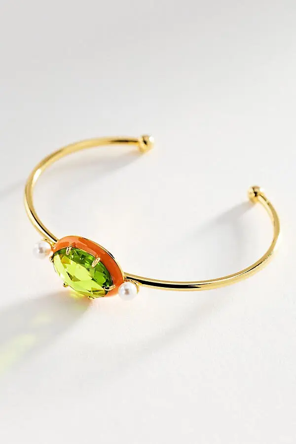 Anthropologie Gemstone Cuff Bracelet - Light Green