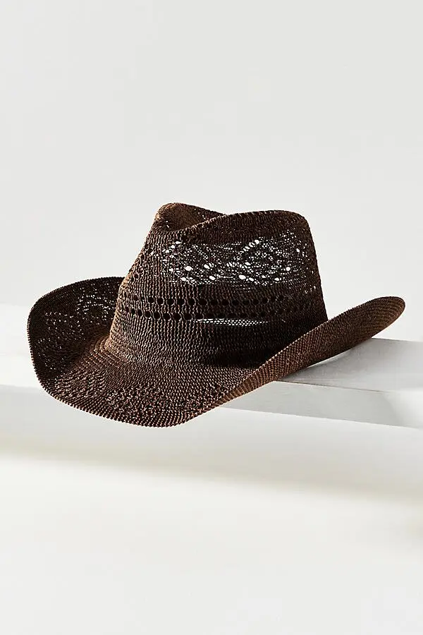 Anthropologie Straw Rancher Hat - Chocolate