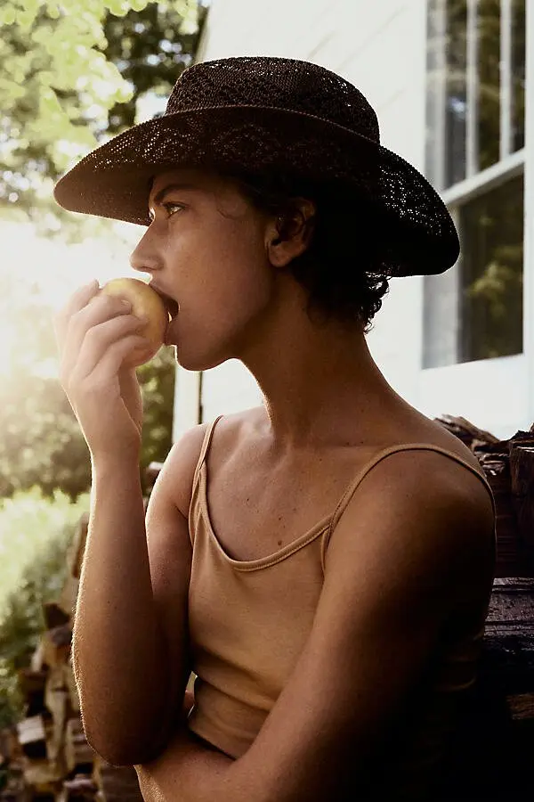 Anthropologie Straw Rancher Hat - Chocolate