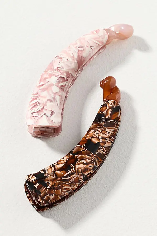 Anthropologie Banana Claw Clip - Pink Pattern