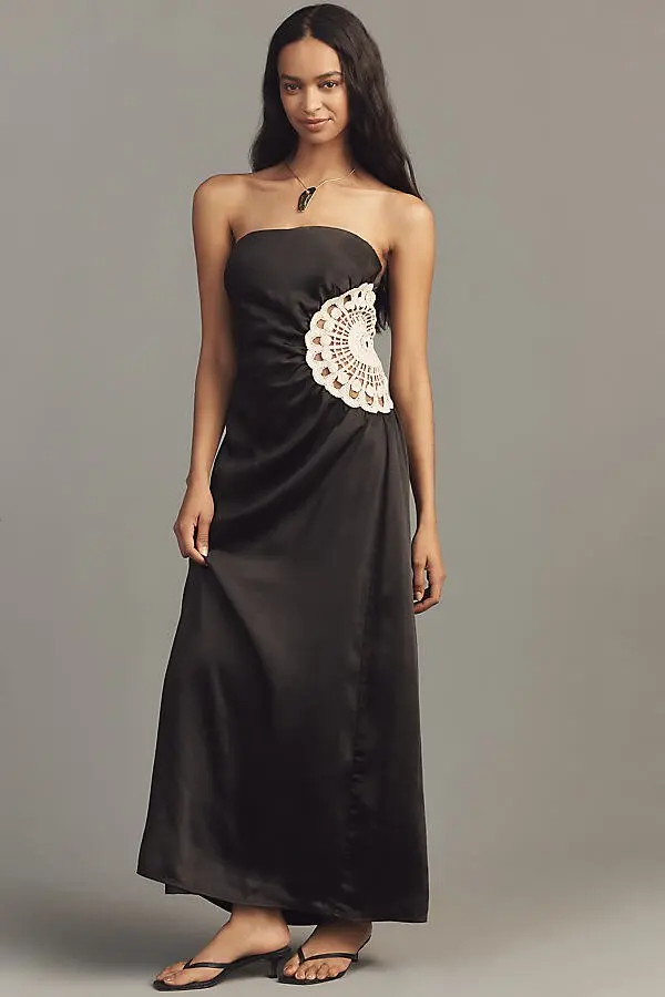 4TH & RECKLESS Strapless Crochet Cutout Maxi Dress