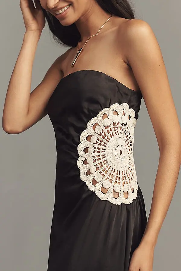4TH & RECKLESS Strapless Crochet Cutout Maxi Dress