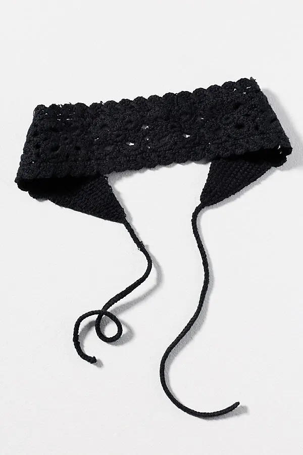 Anthropologie Crochet Hair Scarf - Black