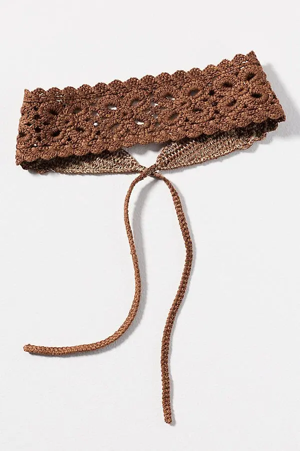 Anthropologie Crochet Hair Scarf - Brown