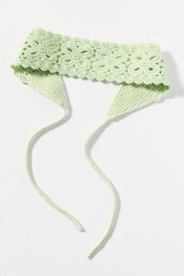 Anthropologie Crochet Hair Scarf - Green