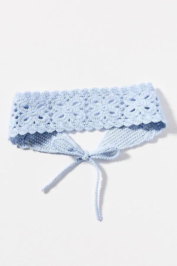 Anthropologie Crochet Hair Scarf - Sky