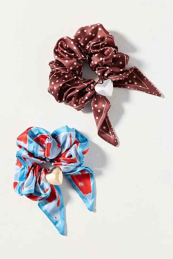 Anthropologie Scarf Hair Scrunchie - Brown Pattern