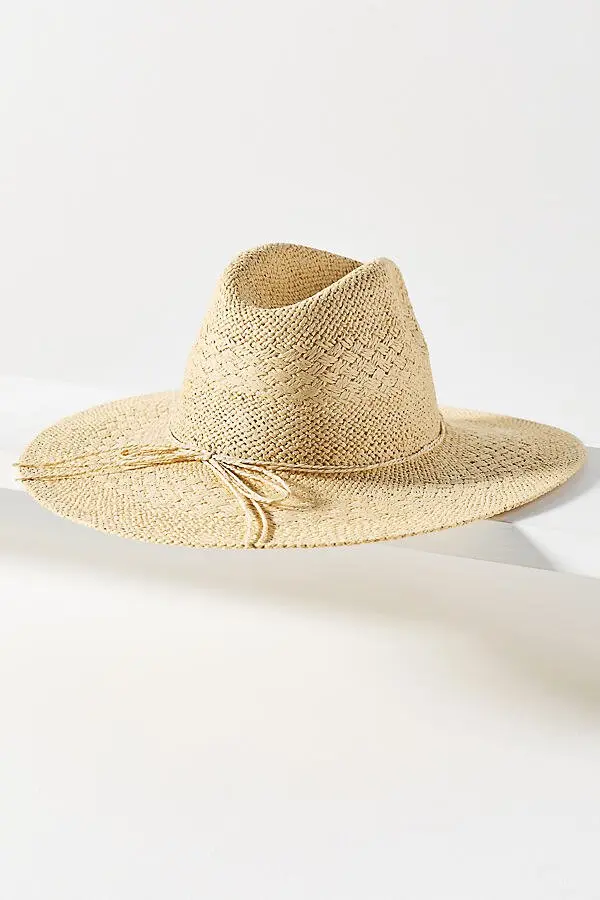 Anthropologie Woven Straw Fedora Hat - Ivory