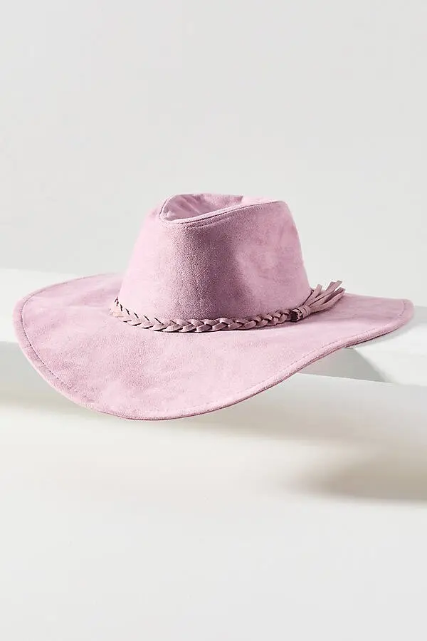 8 Other Reasons Faux Suede Rancher Hat - Pink