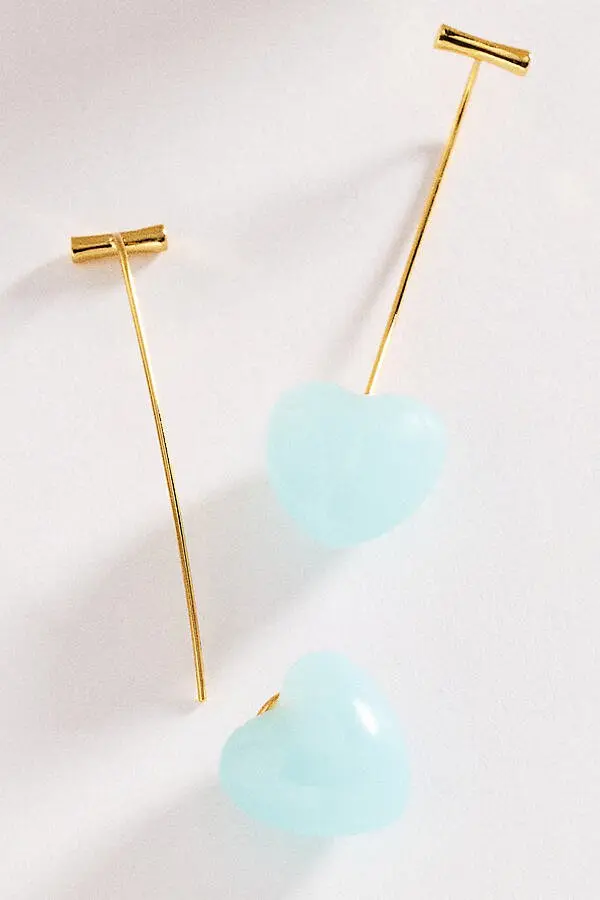 Anthropologie Icon Heart Drop Earrings - Light Blue
