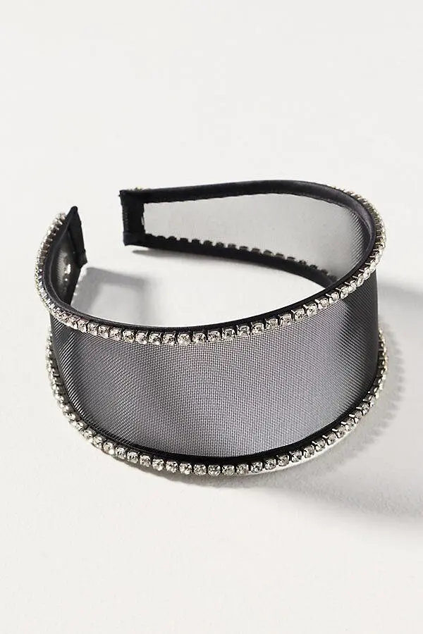 LELET NY Ella Mesh Crystal Headband - Black