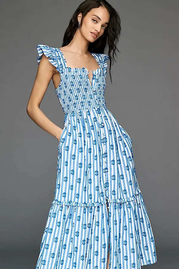 light blue and white maxi dress High Tides Maxi Dress - Light Blue and White main image 1