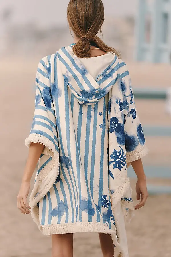 Agua Bendita Patterned Towel Poncho