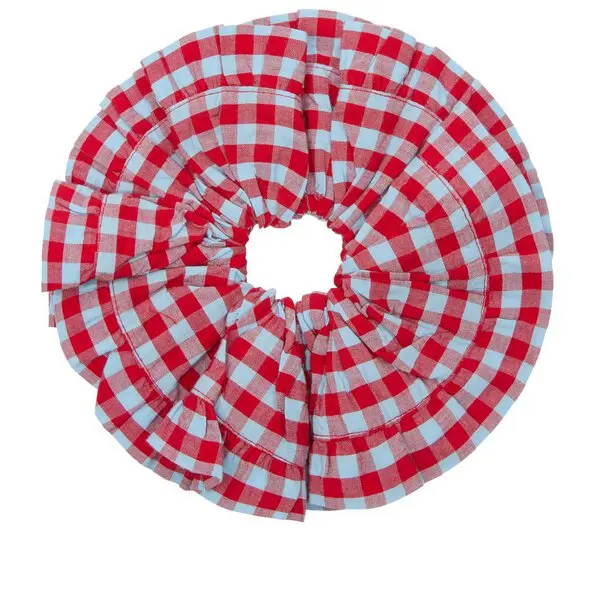 DAMSON MADDER Frill Edge Scrunchie - Blue/red