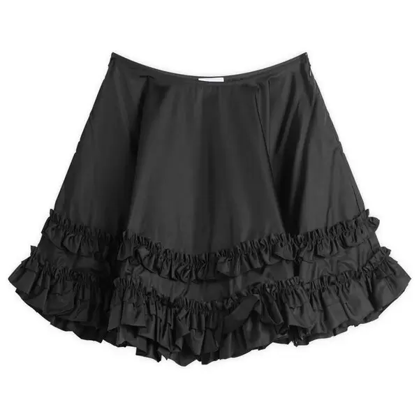 GANNI Duchesse Nylon Mini Frill Circle Skirt - Black