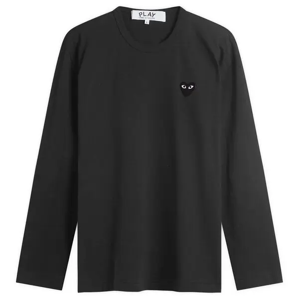 Play Comme Des Garcon Heart Long Sleeve T-shirt - Black