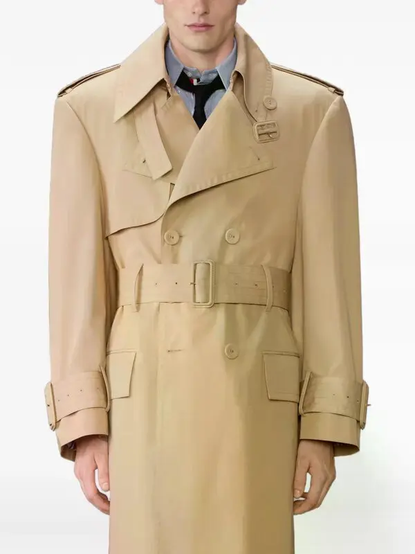 Thom Browne Belted Cotton Trench Coat - Neutrals