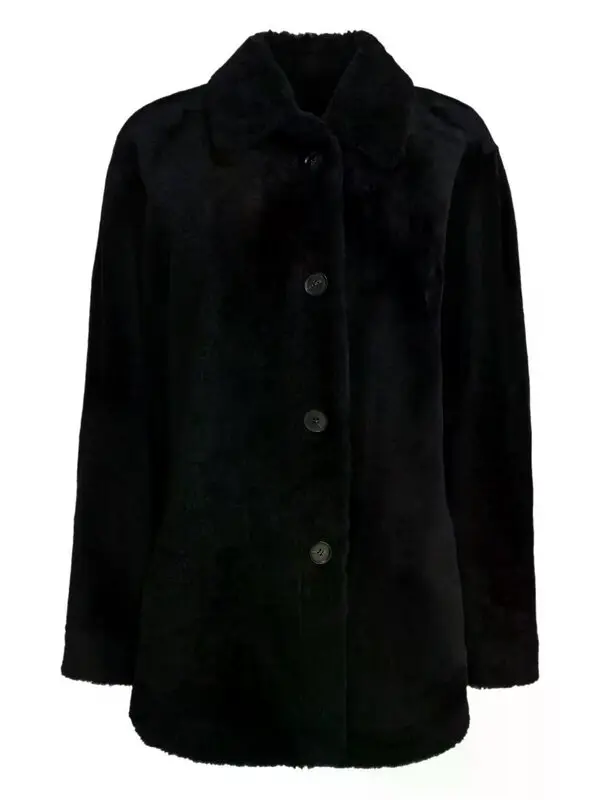 SEMPER Single-breated Reversible Leather Coat - Black