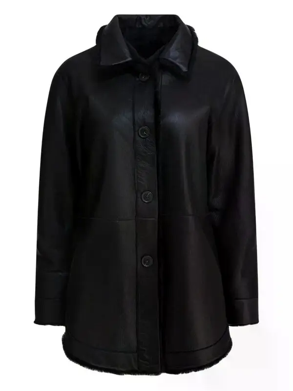 SEMPER Single-breasted Reversible Leather Coat