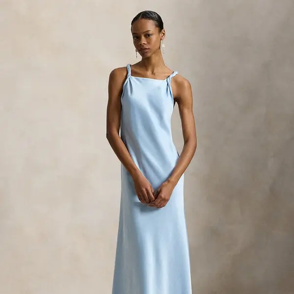 Ralph Lauren Twisted-strap Satin Gown