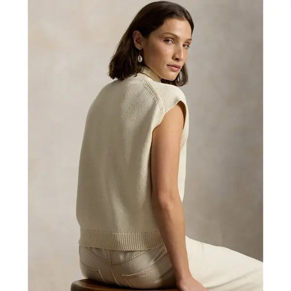 Ralph Lauren Sleeveless Cotton Turtleneck Sweater